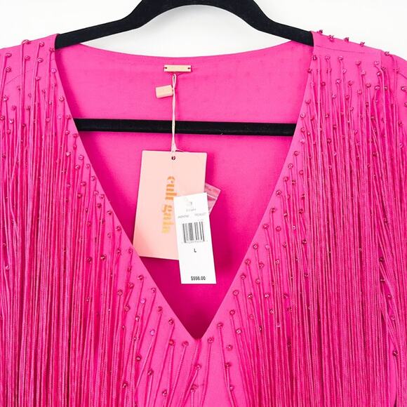 cult gaia | Tops | Cult Gaia Lorena Top In Anemone Fringe Pink Crop ...